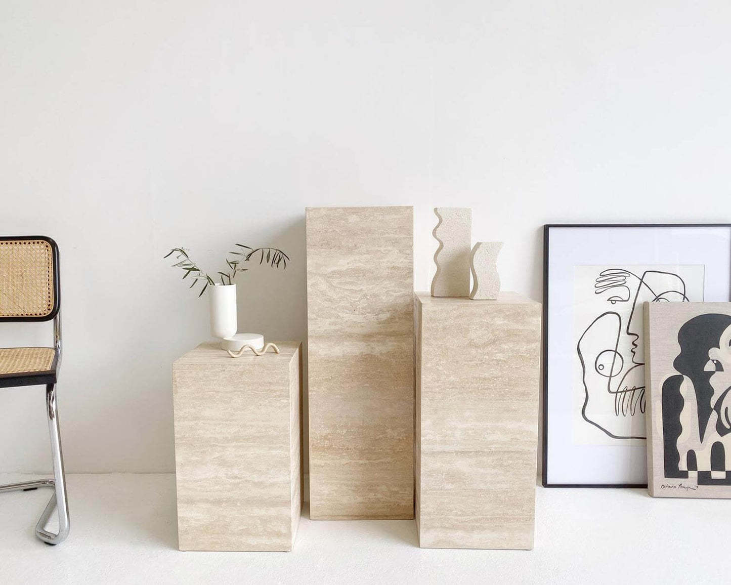 Travertine Elegance Trio – Three-Piece Sculptural Set for Contemporary ...