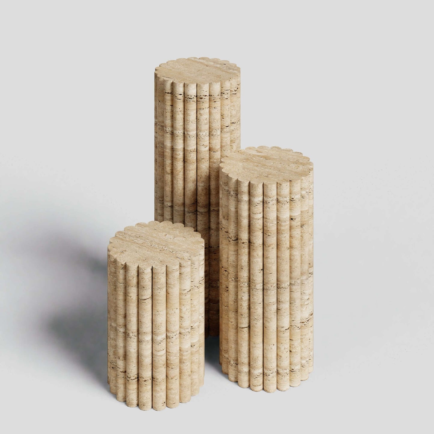 Travertine Elegance Pillar Trio Tables 🏛️
